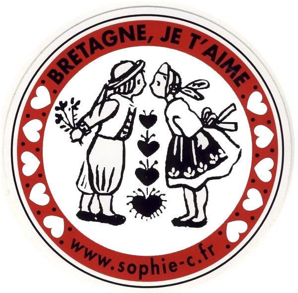 Le petit Bretonne et la petite Bretonne s'aiment sur cet autocollant ...